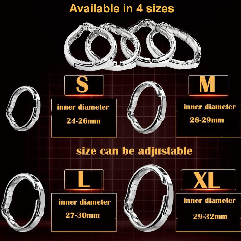Magnetic Metal Stainless Steel Penis Cock Ring Adjustable Erection Aid Magnetic Metal Stainless Steel Penis Cock Ring Adjustable Erection Aid